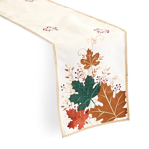 Click here for Homeweare Harvest Velvet Leaf Ruby Runner  One Siz... prices