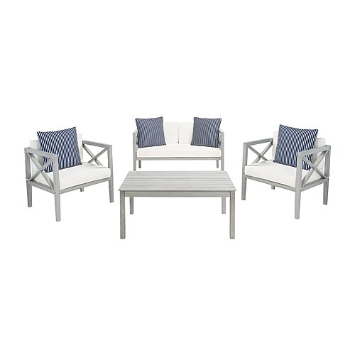Click here for Nunzio 4 Pc Outdoor Set With Accent Pillows - Grey... prices