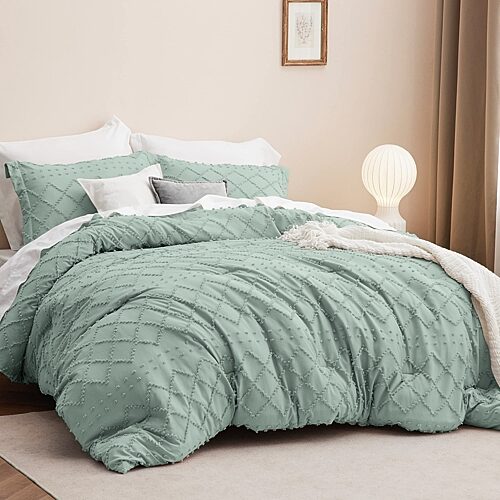 Click here for Bedsure Comforter Set-Solid-Embroidery Comforter S... prices