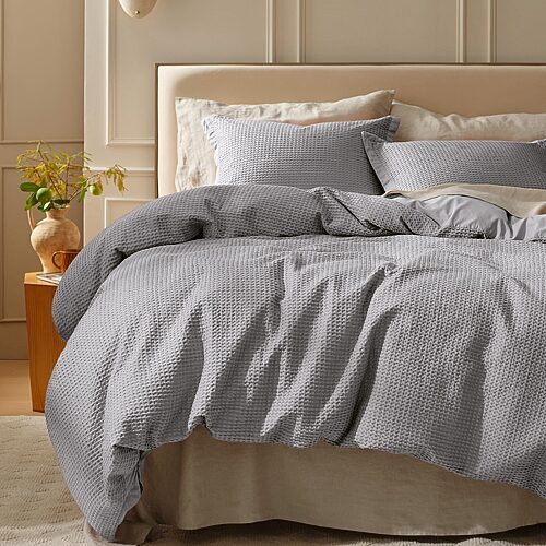 Click here for Bedsure Waffle Duvet Cover Set  One Size  Gray prices