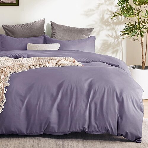 Click here for Bedsure Solid Duvet Cover Set  One Size  Purple prices