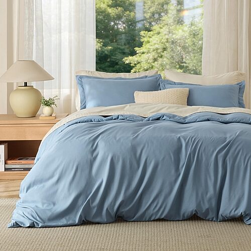 Click here for Bedsure Solid Duvet Cover Set  One Size  Blue prices