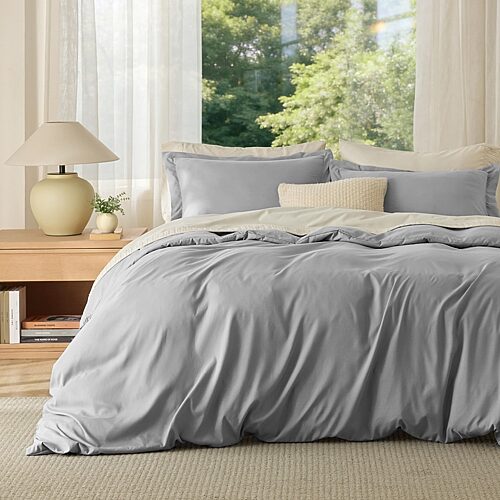 Click here for Bedsure Solid Duvet Cover Set  One Size  Gray prices