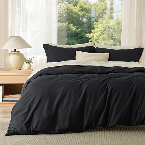Click here for Bedsure Solid Duvet Cover Set  One Size  Black prices