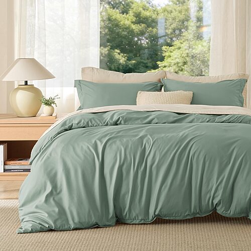 Click here for Bedsure Solid Duvet Cover Set  One Size  Green prices