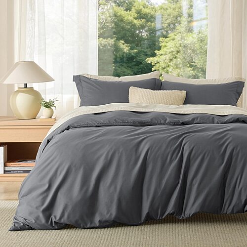 Click here for Bedsure Solid Duvet Cover Set  One Size  Gray prices