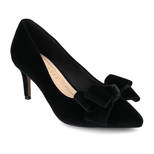 Journee Collection Womens Crystol Velvet Pumps - Black Velvet