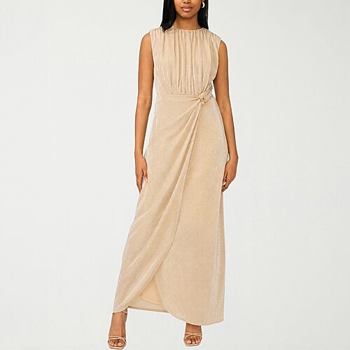 Click here for Womens MSK Sleeveless Metallic Side Drape Evening... prices