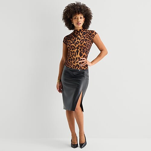 Click here for Bold Elements Womens High Rise Midi Faux Leather P... prices