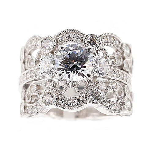 Click here for DiamonArt Cubic Zirconia Sterling Silver Vintage-S... prices
