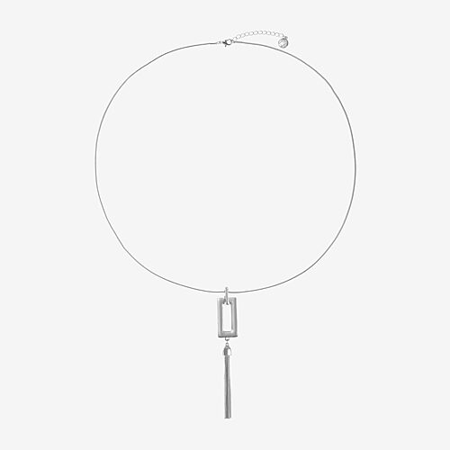 Liz Claiborne Womens Square 30 Inch Pendant Necklace  One Size  Silver