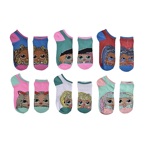Click here for Little & Big Kid Girls Multi-Pack 6 Pair LOL No Sh... prices