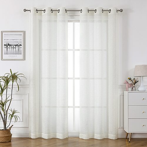 Click here for Hoboken Grommet Top Sheer Set of 2 Curtain Panel... prices