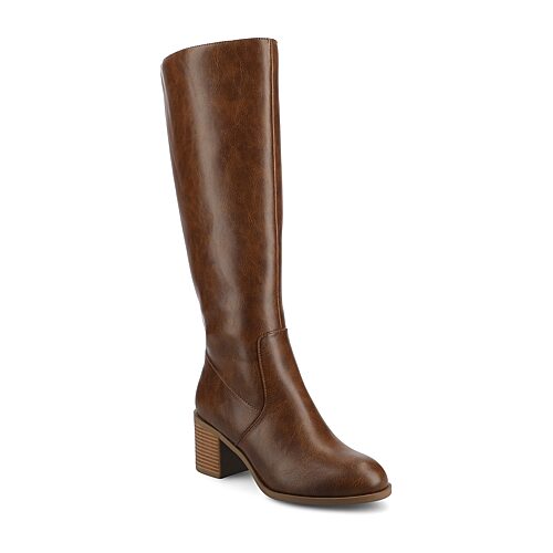 Journee Collection Womens Romilly Round Toe Regular Wide Calf Extra Wide Calf Block Heel Knee High Boots