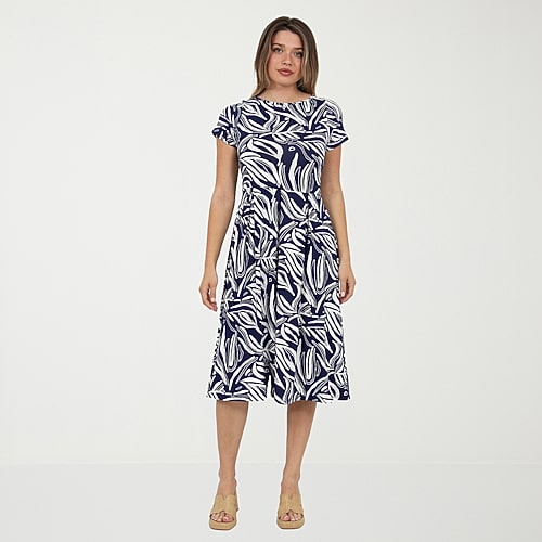 Click here for 24seven Comfort Apparel Womens Abstract Print Midi... prices