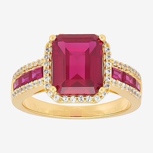 Click here for Womens Lab Created Red Ruby 14K Gold Over Silver H... prices