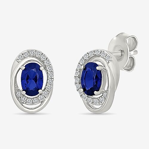Click here for Lab Created Blue Sapphire Sterling Silver 12.5mm O... prices