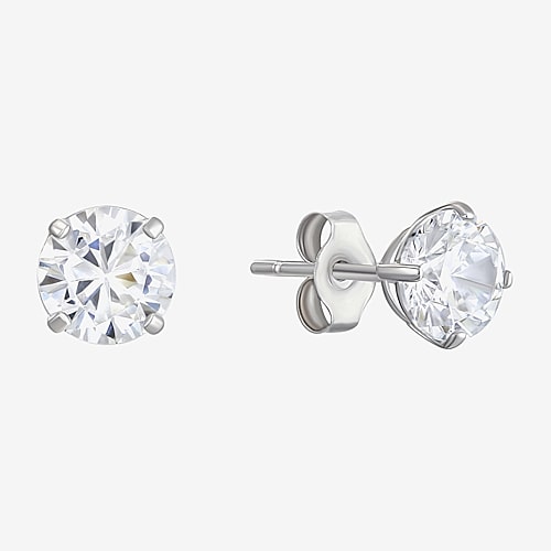 Click here for White Cubic Zirconia 14K Gold Round Stud Earrings... prices