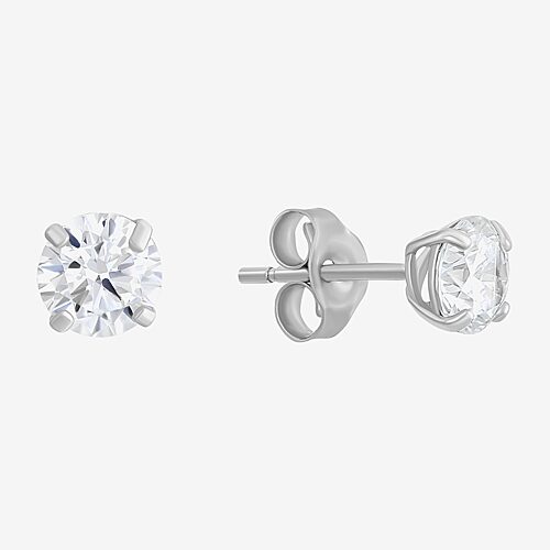 Click here for White Cubic Zirconia 14K Gold Round Stud Earrings... prices