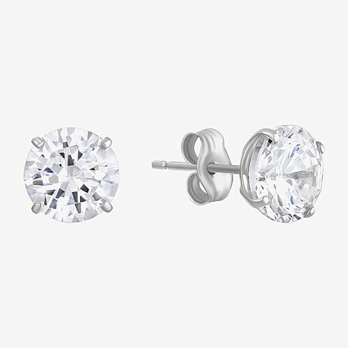 Click here for White Cubic Zirconia 14K Gold Round Stud Earrings... prices