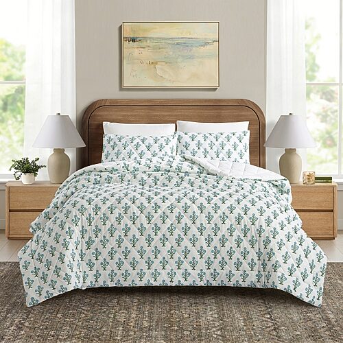 Click here for Laurel & Mayfair Paradise Stamp Floral 3-pc. Quilt... prices
