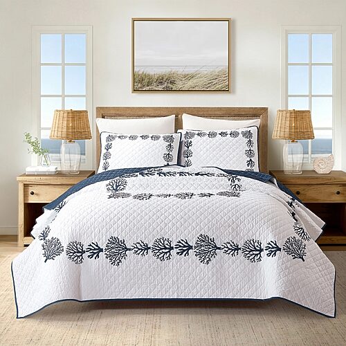 Click here for Modern Heirloom Tranquil Reef Cotton Reversible Qu... prices