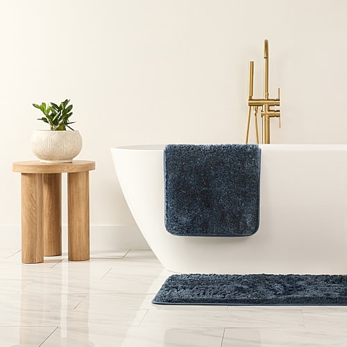 Click here for Casual Comfort Plush Bath Rug  One Size  Blue prices