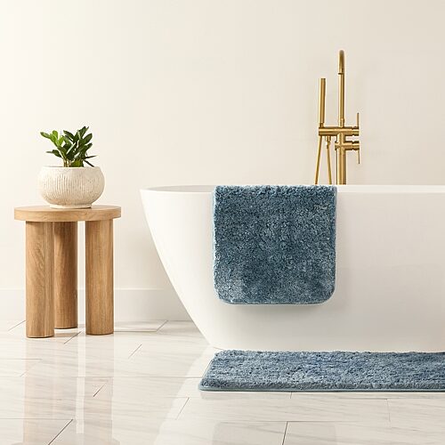 Click here for Casual Comfort Plush Bath Rug  One Size  Blue prices