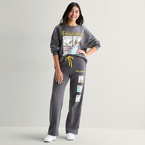 Click here for Peanuts Sweatpant Womens Juniors Wide Leg High Ris... prices