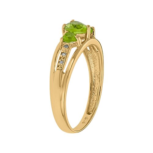 Click here for Genuine Peridot and Diamond-Accent 3-Stone Heart R... prices
