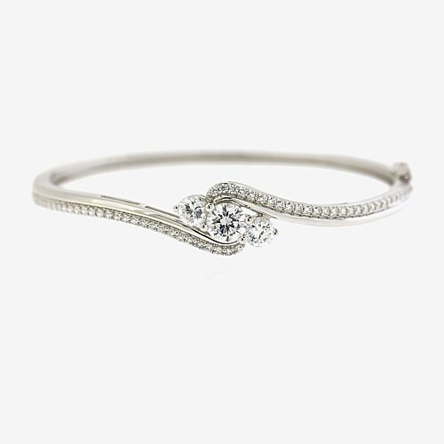 Click here for DiamonArt 3-Stone Cubic Zirconia Bangle  One Size... prices