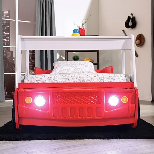 Click here for Mitta Wheeled Race Car Platform Bed  One Size  Red prices