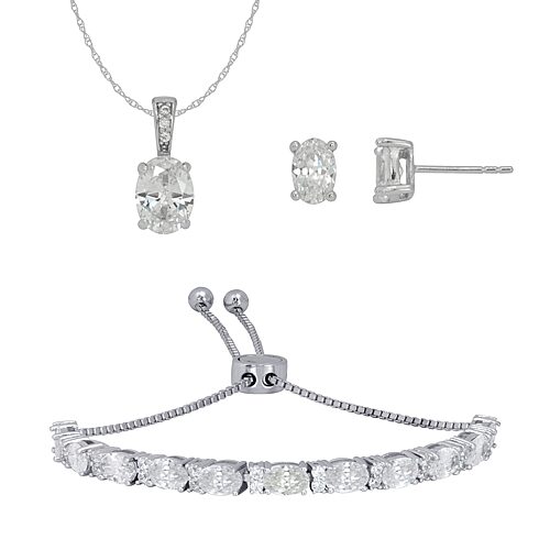 Click here for DiamonArt White Cubic Zirconia Sterling Silver 3-p... prices
