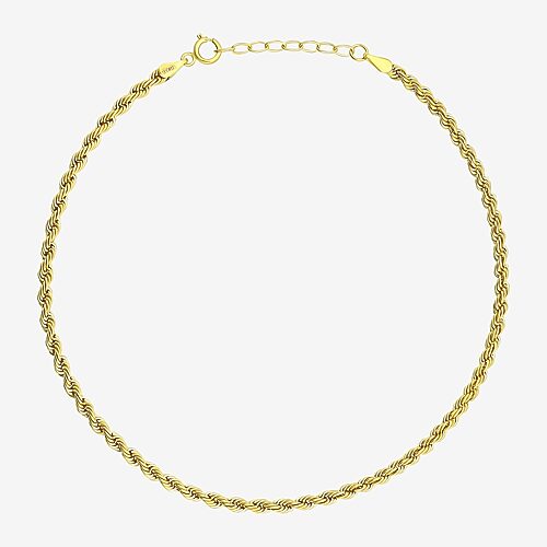 Click here for Womens 10K Gold 9 Inch Hollow Rope Ankle Bracelet... prices