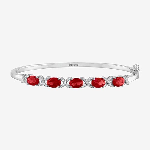 Click here for Womens Lab Created Ruby Sterling Silver Bangle Bra... prices
