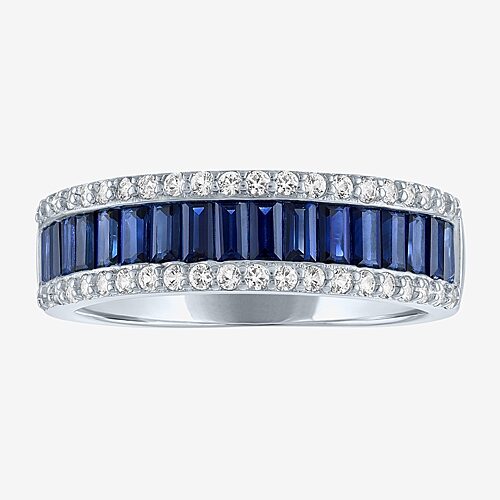 Click here for Womens Lab Created Gemstone Sterling Silver Band... prices
