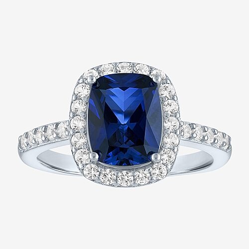 Click here for Womens Lab Created Gemstone Sterling Silver Halo C... prices