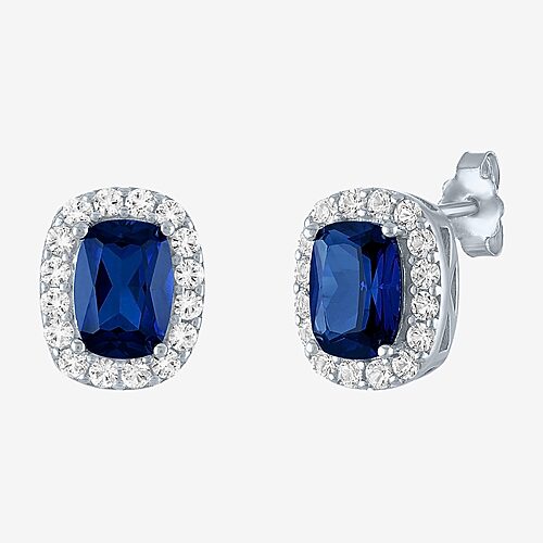 Click here for Lab Created Gemstone Sterling Silver 10.3mm Halo S... prices