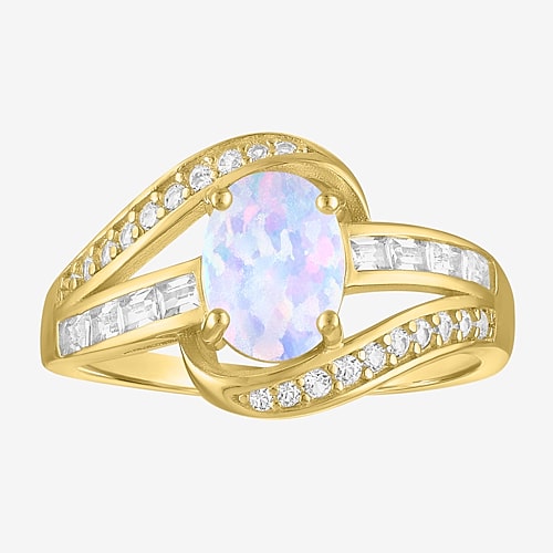 Click here for Womens Lab Created White Opal 14K Gold Over Silver... prices