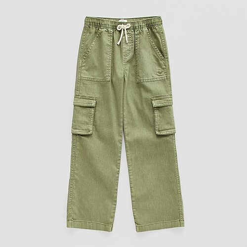 Roxy Big Kid Girls Drawstring Waist Wide Leg Cargo Pant  S (7)  Green