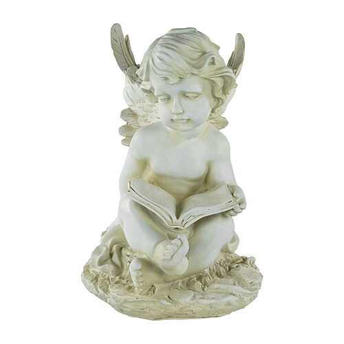 Click here for 11.5 Ivory Sitting Cherub Angel with Book Outdoor... prices