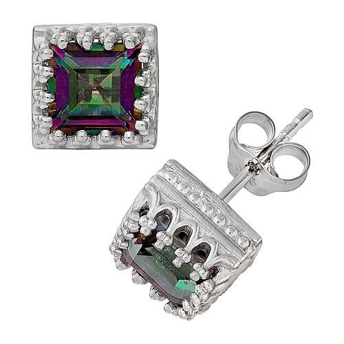 Click here for Genuine Mystic Fire Topaz Sterling Silver 8mm Stud... prices