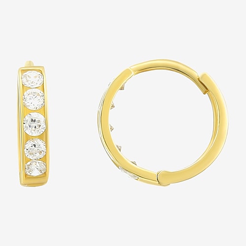 Click here for Girls Cubic Zirconia 14K Gold 9mm Round Hoop Earri... prices