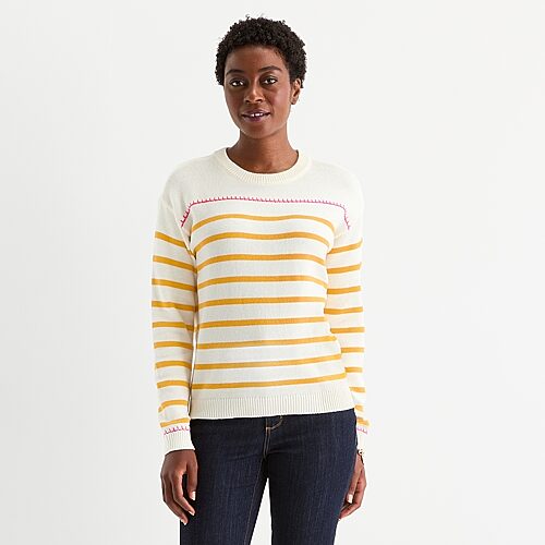 Click here for St. Johns Bay Womens Crew Neck Long Sleeve Striped... prices