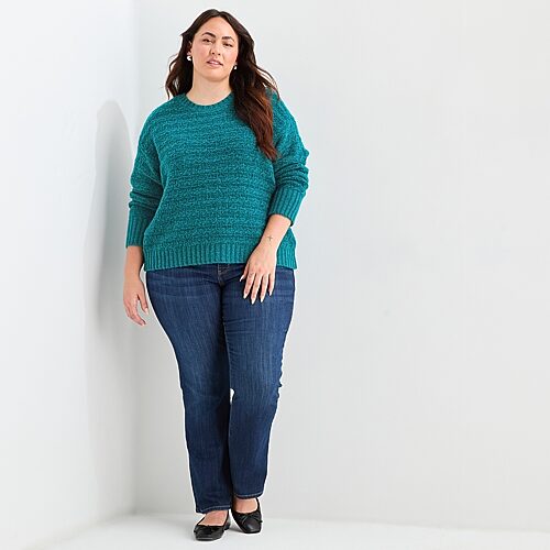 Click here for St. Johns Bay Plus Womens Crew Neck Long Sleeve Pu... prices