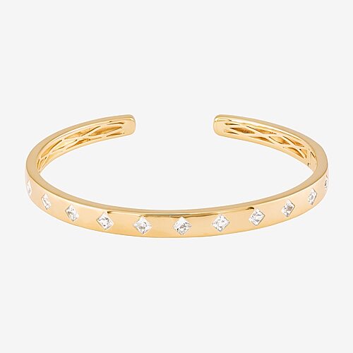 Click here for Womens White Sapphire 14K Gold Over Silver Cuff Br... prices