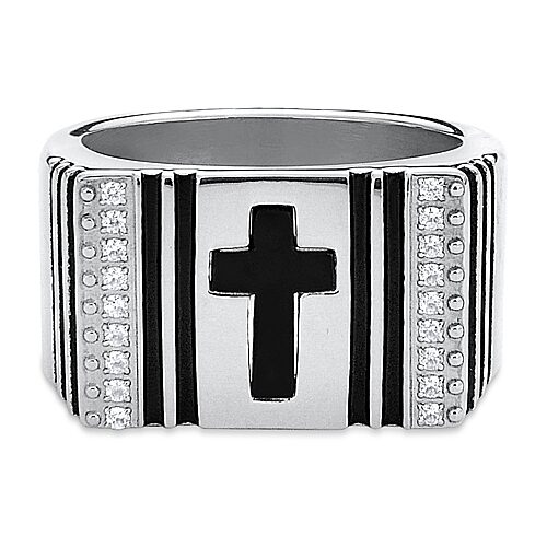 Click here for Mens 1/2 CT. T.W. White Cubic Zirconia Cross Signe... prices