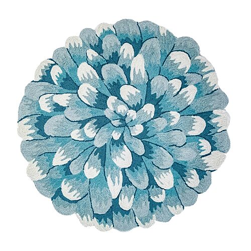 Liora Manne Frontporch Mum Aqua 5 x 5 Round Rug - Aqua
