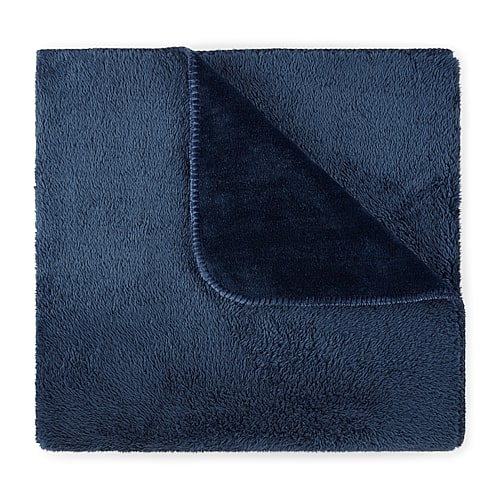 Linden Street Solid Plush Throw  One Size  Blue