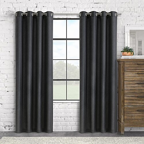 Habitat Abstract Light Filtering Exclusive Geometric Jacquard Grommet Curtain Panel 52 x 84 Charcoal - Charcoal